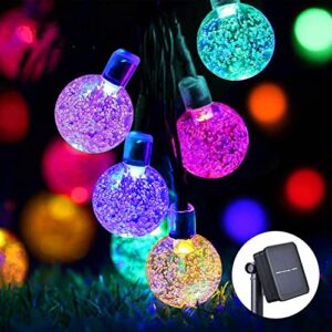 solar string lights outdoor 100 led 40 feet multi-color crystal globe lights with 8 lighting modes, waterproof solar powered patio lights for garden yard porch wedding party decoration