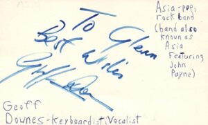 geoff downes keyboardist vocalist asia pop band music signed index card jsa coa