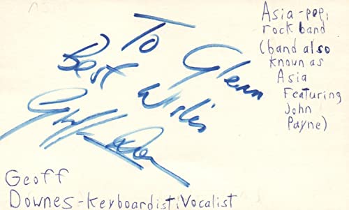 Geoff Downes Keyboardist Vocalist Asia Pop Band Music Signed Index Card JSA COA