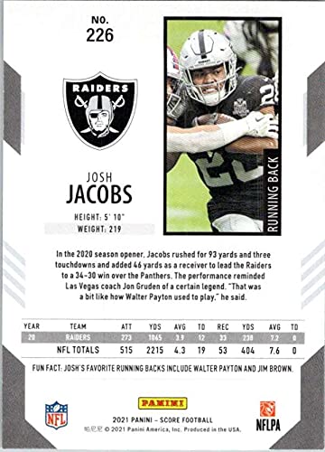 2021 Score #226 Josh Jacobs Las Vegas Raiders NM-MT NFL Football