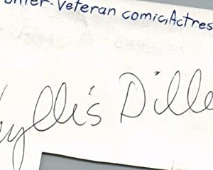 Phyllis Diller Comedian Actress Signed 3x5 Index Card with JSA COA