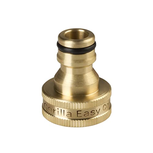 GORILLA EASY CONNECT Garden Hose Quick Connect Fittings with Ball Valve. ¾ Inch GHT Solid Brass.