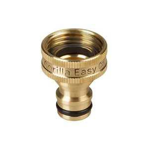 GORILLA EASY CONNECT Garden Hose Quick Connect Fittings with Ball Valve. ¾ Inch GHT Solid Brass.