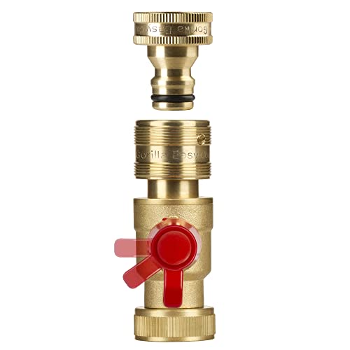 GORILLA EASY CONNECT Garden Hose Quick Connect Fittings with Ball Valve. ¾ Inch GHT Solid Brass.