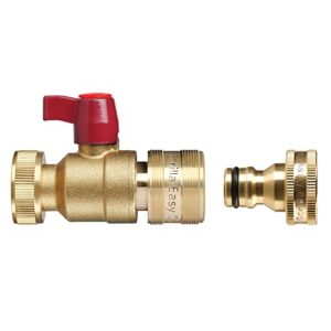 GORILLA EASY CONNECT Garden Hose Quick Connect Fittings with Ball Valve. ¾ Inch GHT Solid Brass.