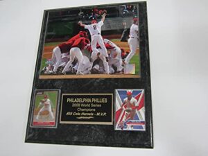 2008 phillies world series champions 2 card collector plaque #7 w/8×10 photo