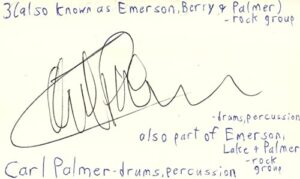 carl palmer drummer percussion rock music autographed signed index card jsa coa