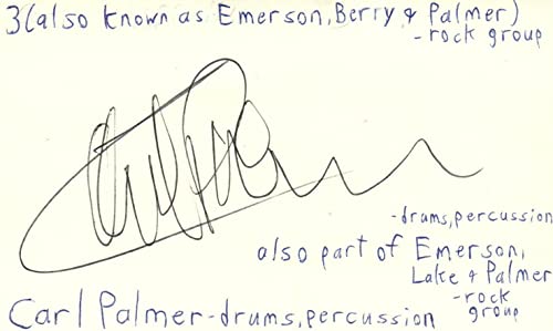 Carl Palmer Drummer Percussion Rock Music Autographed Signed Index Card JSA COA