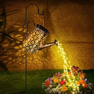 afootry solar watering can with lights,solar outdoor garden decor waterproof large hanging lantern landscape lights outside decorations for yard clearance porch patio pathway gardening gift