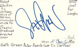 seth green actor family guy robot chicken autographed signed index card jsa coa