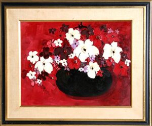 still life of white and red flowers