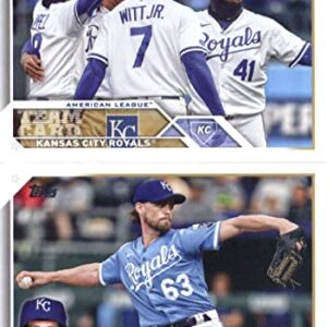 2023 Topps Series 1 Kansas City Royals Team Set of 11 Cards: Bobby Witt Jr.(#7), Scott Barlow(#9), Salvador Perez(#102), Kansas City Royals(#134), Michael Massey(#167), Nick Pratto(#182), Brad Keller(#189), Josh Staumont(#194), Max Castillo(#251), Vinnie