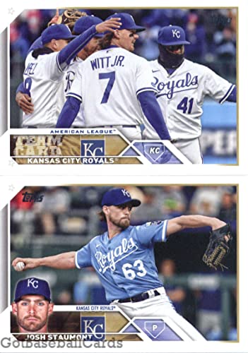 2023 Topps Series 1 Kansas City Royals Team Set of 11 Cards: Bobby Witt Jr.(#7), Scott Barlow(#9), Salvador Perez(#102), Kansas City Royals(#134), Michael Massey(#167), Nick Pratto(#182), Brad Keller(#189), Josh Staumont(#194), Max Castillo(#251), Vinnie