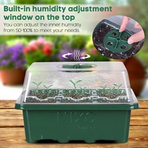 MIXC 10 Set Seedling Trays Seed Starter Kit, 60 Large Cells Mini Propagator Plant Grow Kit with Humidity Vented Domes and Base for Seeds Starting Greenhouse (6 Cells per Tray)