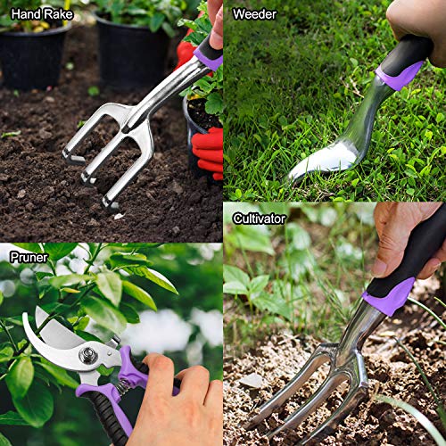 Tudoccy Garden Tools Set 83 Piece, Succulent Tools Set Included, Heavy Duty Aluminum Gardening Tools for Gardening, Non-Slip Ergonomic Handle Tools, Durable Storage Tote Bag, Gifts Tools for Men Women