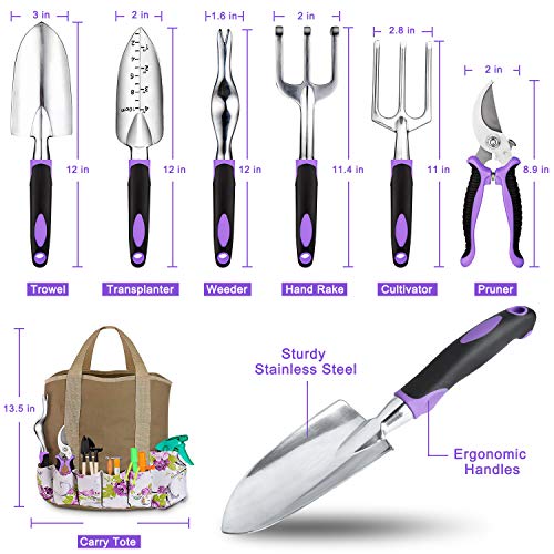 Tudoccy Garden Tools Set 83 Piece, Succulent Tools Set Included, Heavy Duty Aluminum Gardening Tools for Gardening, Non-Slip Ergonomic Handle Tools, Durable Storage Tote Bag, Gifts Tools for Men Women