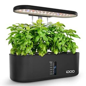 iDOO Hydroponics Growing System, 10 pods Indoor Herb Garden with LED Grow Light, Auto Timer Smart Garden, Water Shortage Alarm, 15'' Height Adjustable, 4.5L Water Tank