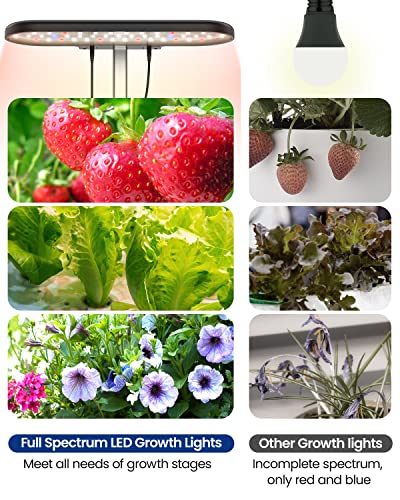 iDOO Hydroponics Growing System, 10 pods Indoor Herb Garden with LED Grow Light, Auto Timer Smart Garden, Water Shortage Alarm, 15'' Height Adjustable, 4.5L Water Tank