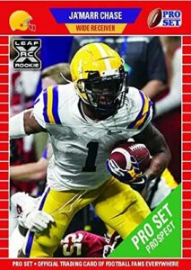 ja’marr chase 2021 pro set leaf xrc short printed mint rookie card #ps15 picturing him in his white lsu jersey