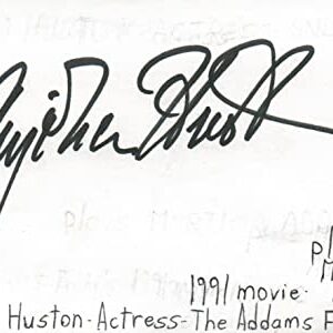 Anjelica Huston Actress The Addams Family Autographed Signed Index Card JSA COA