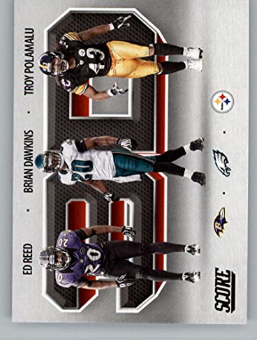 2021 Score 3D #3 Brian Dawkins/Ed Reed/Troy Polamalu Philadelphia Eagles/Baltimore Ravens/Pittsburgh Steelers NFL Football Card NM-MT