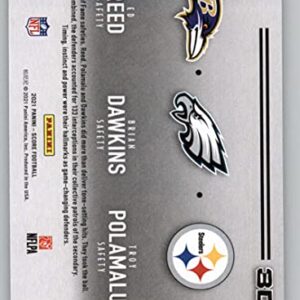 2021 Score 3D #3 Brian Dawkins/Ed Reed/Troy Polamalu Philadelphia Eagles/Baltimore Ravens/Pittsburgh Steelers NFL Football Card NM-MT