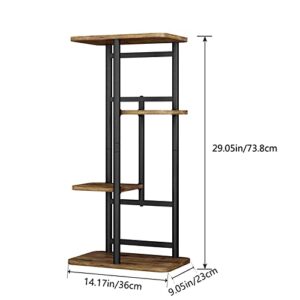 LINZINAR Plant Stand 4 Tier 5 Potted Indoor Plant Shelf Multiple Stands for Garden Corner Balcony Living Room (4 Tier 5 Potted, Black)