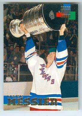 Mark Messier hockey card (New York Rangers Champions Raising the Stanley Cup) 1994 Topps Stadium Club #1