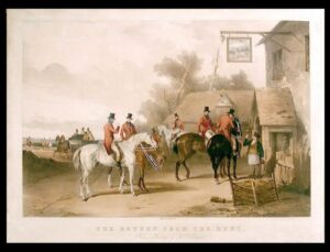 the meet; the return from the hunt. from a painting by w.j. shayer