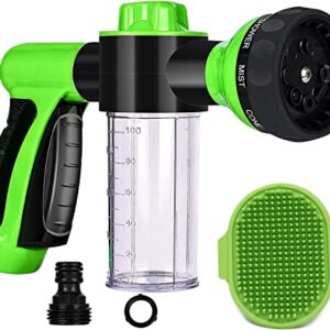 Garden Hose Nozzle, High Pressure Hose Spray Nozzle 8 Way Spray Pattern with 3.5oz/100cc Soap Dispenser Bottle Snow Foam Gun for Car Wash, Watering Plants, Lawn, Patio, Showering Pet, Cleaning