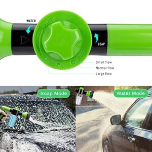 Garden Hose Nozzle, High Pressure Hose Spray Nozzle 8 Way Spray Pattern with 3.5oz/100cc Soap Dispenser Bottle Snow Foam Gun for Car Wash, Watering Plants, Lawn, Patio, Showering Pet, Cleaning