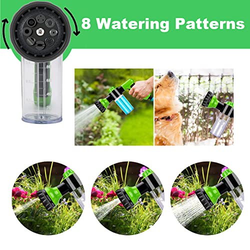 Garden Hose Nozzle, High Pressure Hose Spray Nozzle 8 Way Spray Pattern with 3.5oz/100cc Soap Dispenser Bottle Snow Foam Gun for Car Wash, Watering Plants, Lawn, Patio, Showering Pet, Cleaning