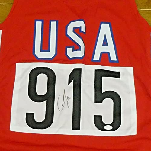 Carl Lewis Signed USA Olympic Jersey with JSA Sticker No Card