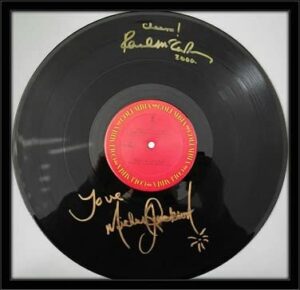 paul mccartney michael jackson lp autograph rare with certificate of authenticity