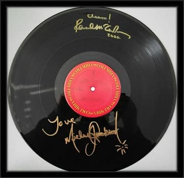 Paul McCartney Michael Jackson LP Autograph Rare with Certificate of Authenticity