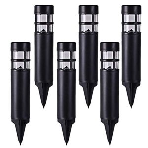 solar garden lights outdoor – sunwind led bollard solar powered path lighting for patio pathway backyard lawn landscaping (black-6 pack)