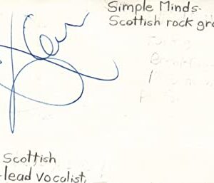 Jim Kerr Scottish Lead Vocalist Simple Minds Rock Band Signed Index Card JSA COA