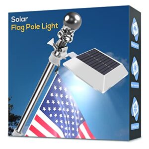 solar flag pole light, bright 12leds for 5ft 6ft flag pole light solar powered, waterproof outdoor flagpoles white 6000k led lights outside house garden yard american flags decorations