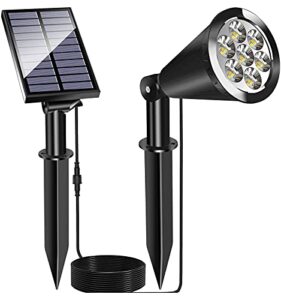 meihong solar spot light outdoor, waterproof solar led landscape lights dusk to dawn, 2-in-1 solar spotlight solar powered accent lights for garden porch walkway patio (1 pack)