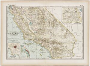 california; southern part with insets of los angeles, san diego & yosemite national park (1898)