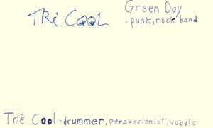 tre cool drummer vocals green day rock band music signed index card jsa coa