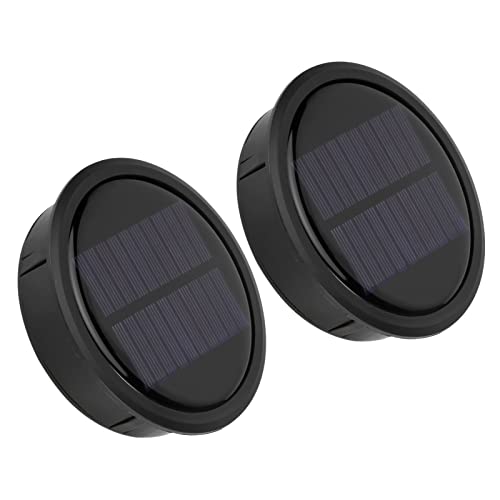 2 pcs Upgraded Solar Light Replacement Top for Outdoor Hanging Lanterns, 4.13 inch Warm White LED Solar Panel Lantern Lid Lights Parts, DIY Home Garden Night Decor Patio Lighting (Black - Round)