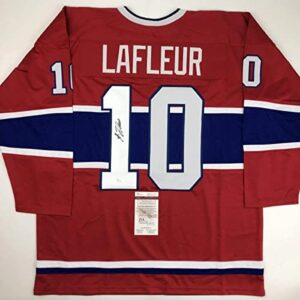 autographed/signed guy lafleur montreal red hockey jersey jsa coa