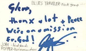 john popper lead singer harmonica blues traveller band signed index card jsa coa