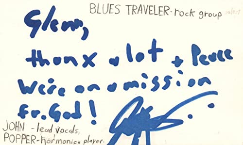 John Popper Lead Singer Harmonica Blues Traveller Band Signed Index Card JSA COA