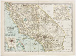 california; southern part with insets of los angeles, san diego & yosemite national park (1899)