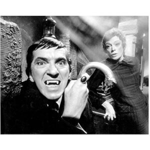 dark shadows (tv series ’66-’71) 8×10 photo jonathan frid b&w wearing fangs while holding cane pose 1 kn