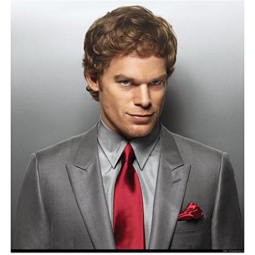 Dexter Michael C. Hall in grey suit with red tie 8 x 10 Inch Photo