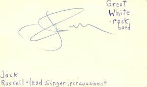 jack russell lead singer great white rock band music signed index card jsa coa