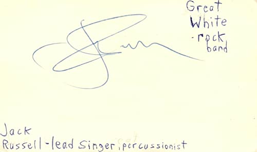 Jack Russell Lead Singer Great White Rock Band Music Signed Index Card JSA COA